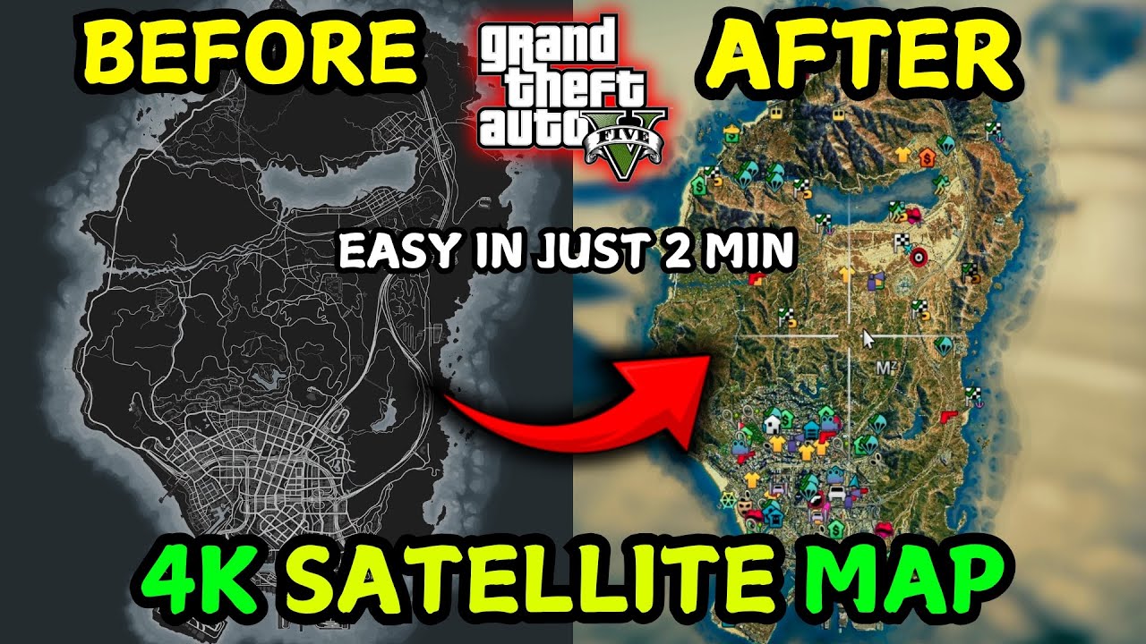 HOW TO INSTALL 4K SATELLITE MAP IN GTA 5 | GTA 5 MODS | GOOGLE MAP IN ...