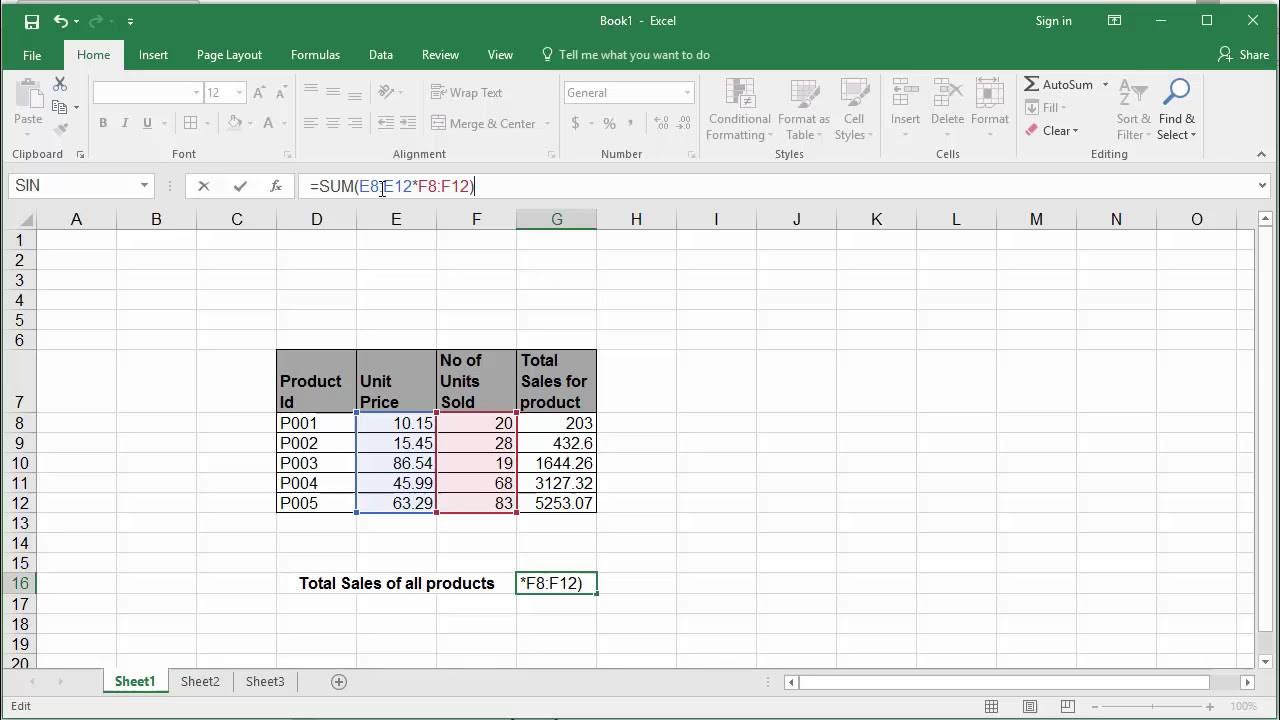 Introduction to Multi Cell and Single Cell Array Formulas of Excel 2016 - YouTube