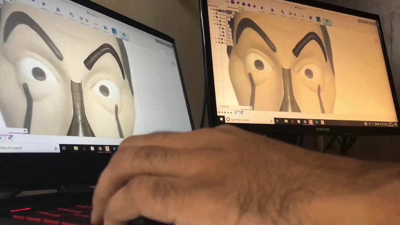 Money Heist Dali Mask 3D CAD Modelling (Fusion 360) - YouTube