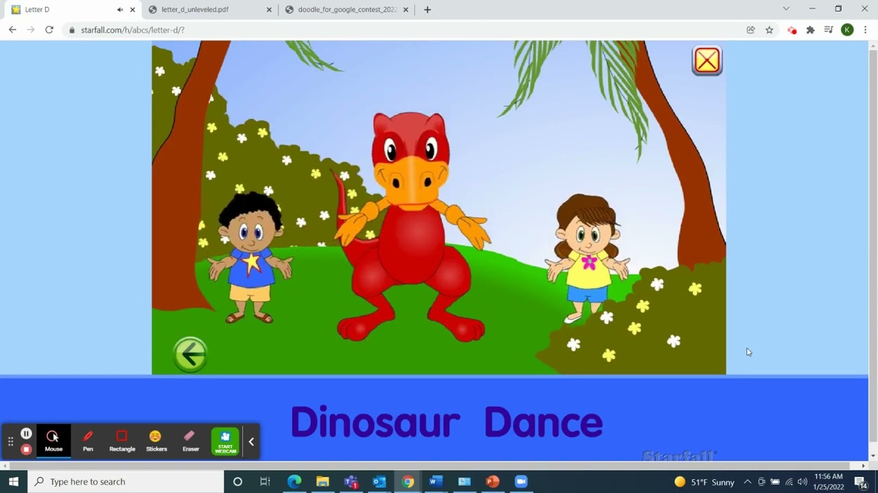 Class Meeting:1/25/22 Starfall Music/January Calendar/"Letter D" & N2Y ...