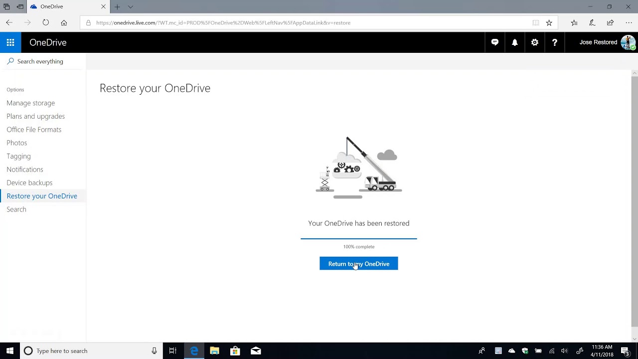 OneDrive Files Restore Demo - YouTube