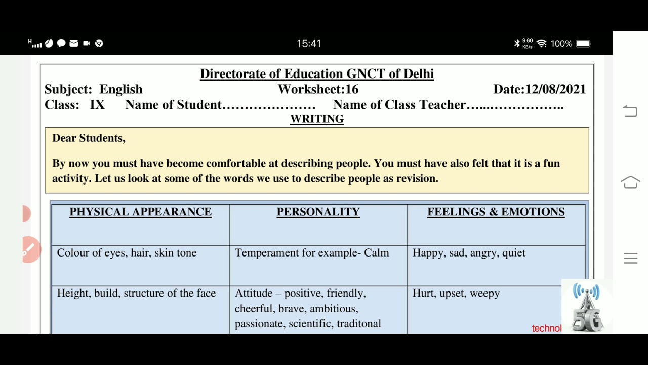 class 9 english worksheet no 16 date 12/8/21 - YouTube