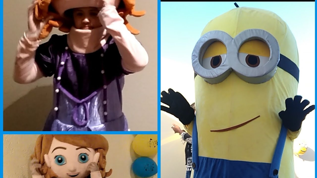 Frozen Anna and Minions Mascot, who is behind? - YouTube