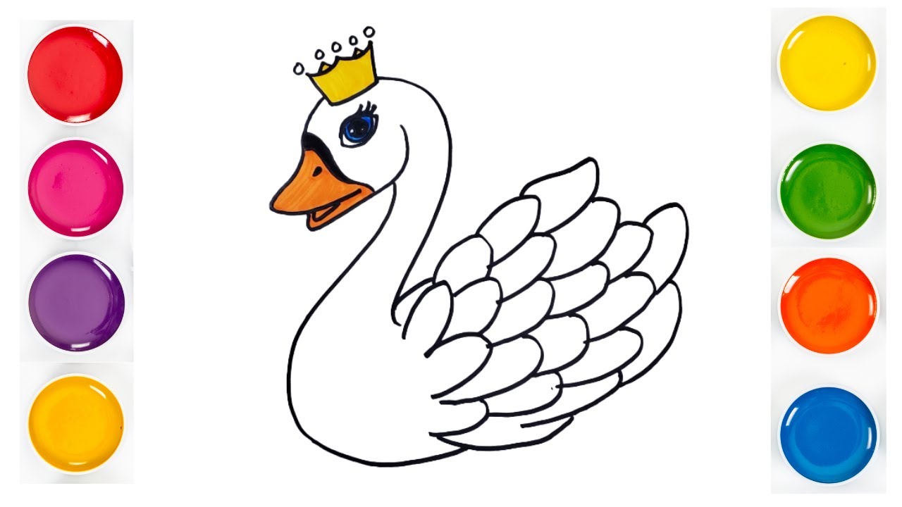 Learn how to Draw and Color Colorful Swan | Drawing & Coloring Step by ...
