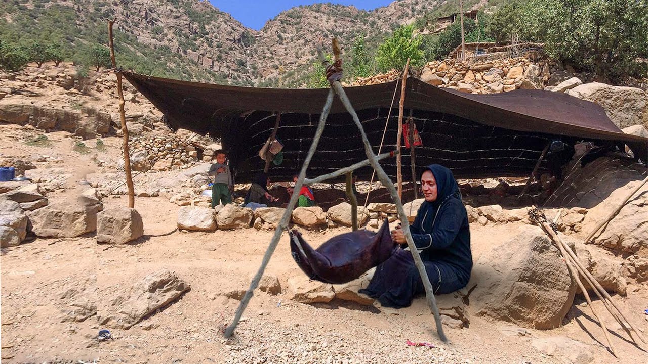 nomadic alone mother life with her kids- nomadic lifestyle in IRAN - Intimate nomadic life - YouTube