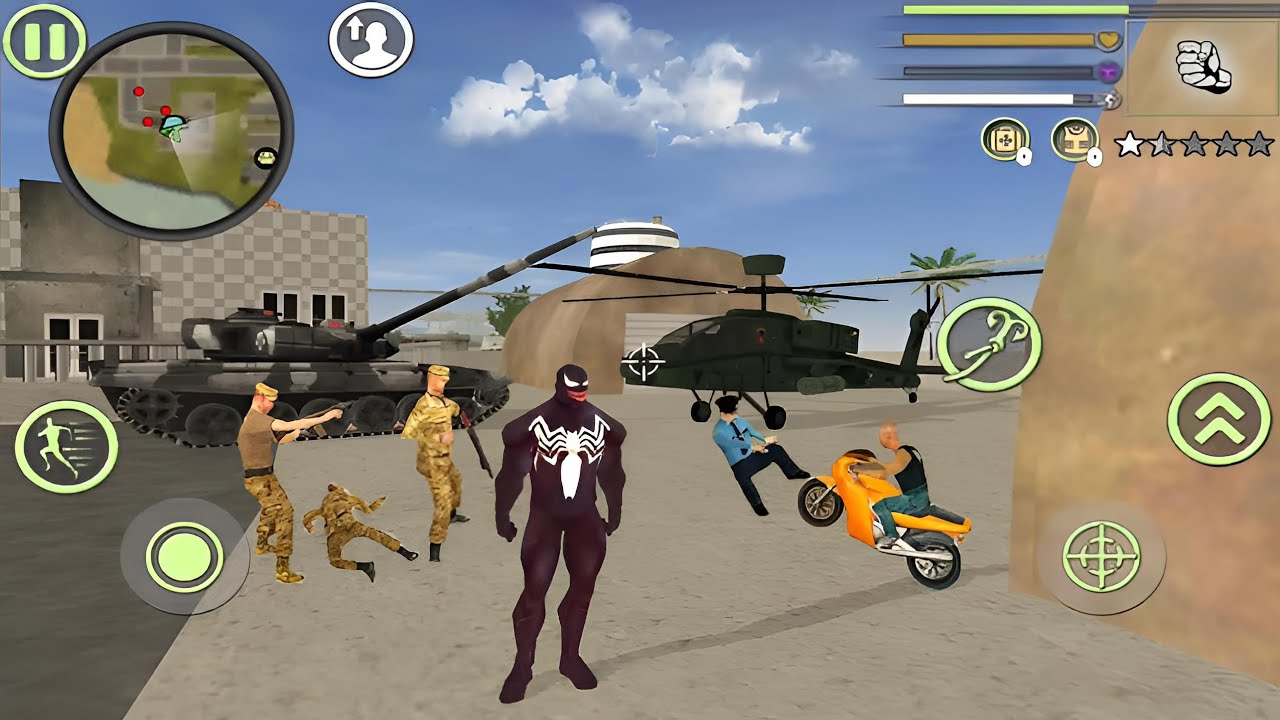 Venom Spider Rope Hero Vice Town #28 - Fun at Miami Tank & Helicopter ...