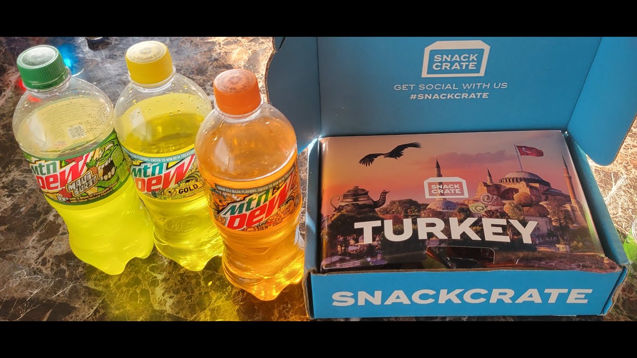 Trying 3 Mountain Dew Drinks and Snack Crate (Turkey) - YouTube