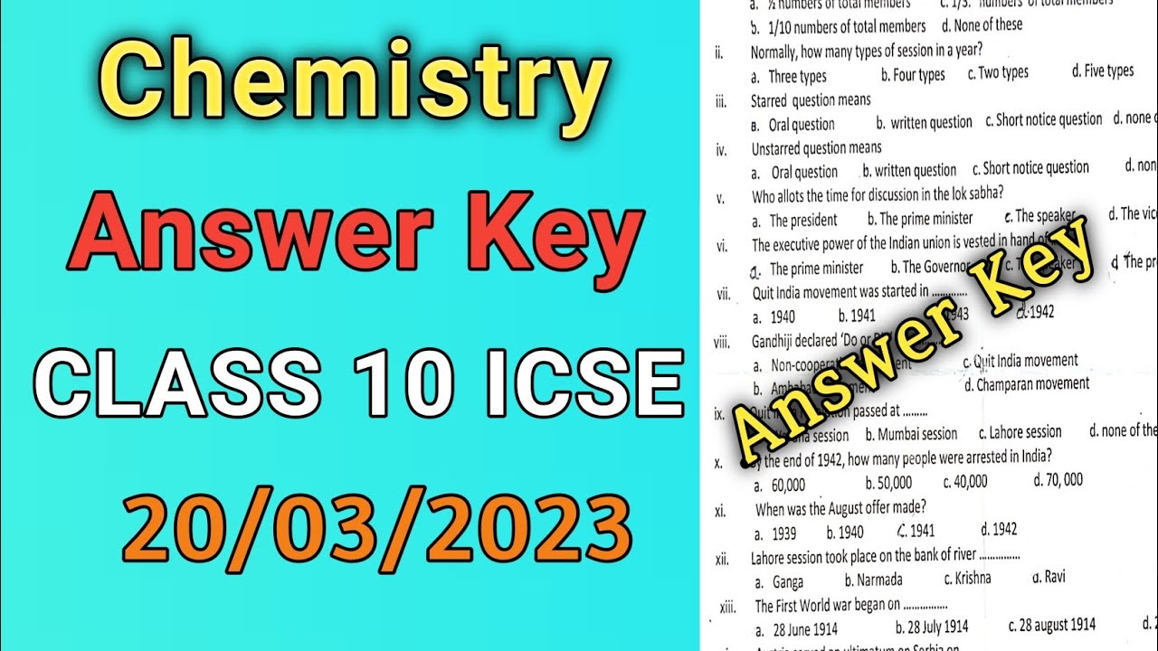 Chemistry Answer Key Class 10th ICSE Board Examination 2023 YouTube chemistry-answer-key-class-10th-icse-board-examination-2023-youtube