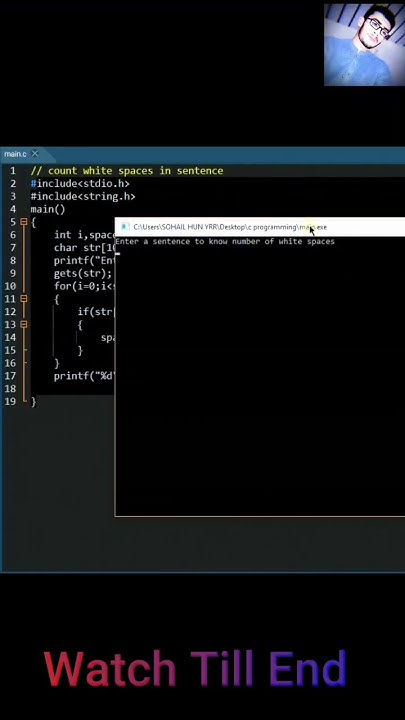 C Programming Count White Spaces In Sentence Coding With Sohail 🌹 Youtube
