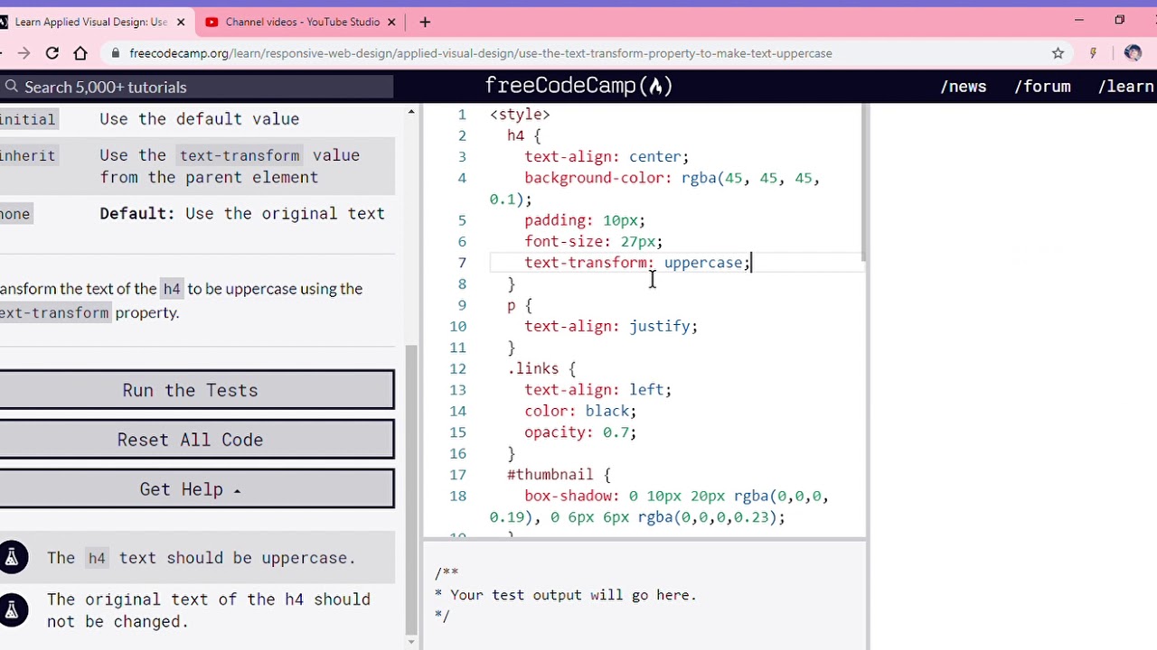 Learn Applied Visual Design Use The Text Transform Property To Make Text Uppercase Freecodecamp