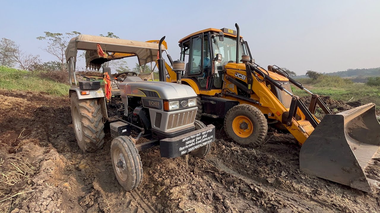 jcb 3dx loading gobar in tractor #tractor #jcbvlogs #farming #video ...
