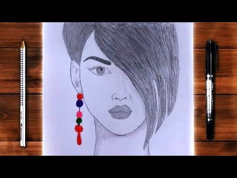 How to draw hidden half face of girl with pencil sketch step by step ...
