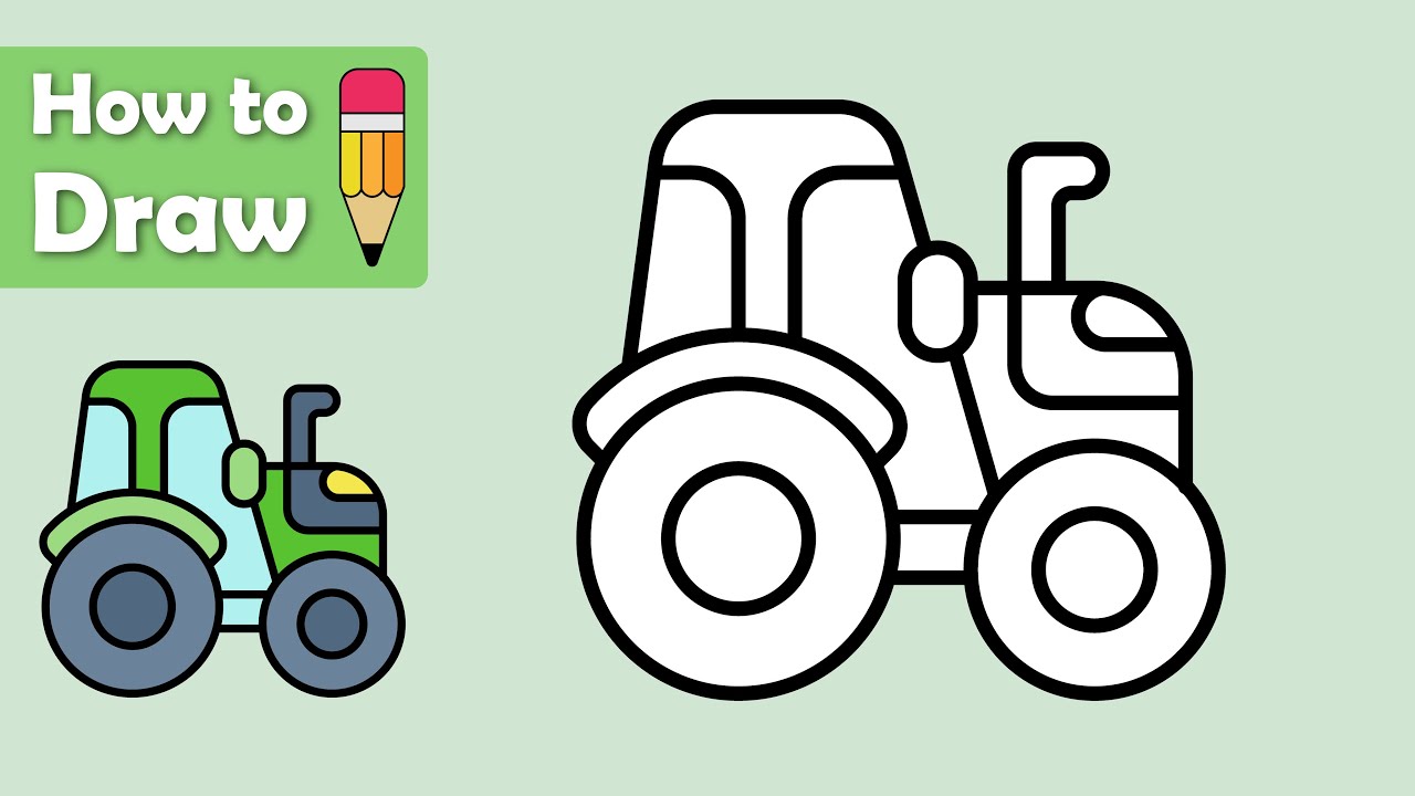 How to draw Simple Tractor (easy to follow) || #drawingtutorial # ...