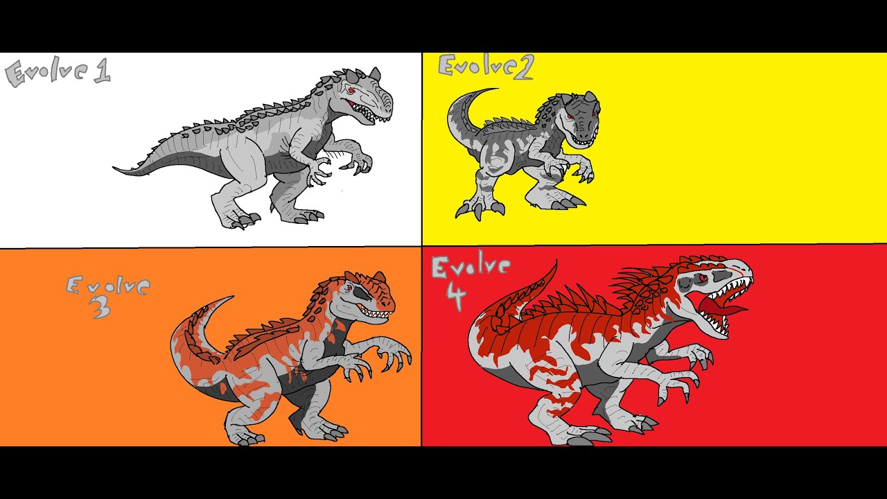 how to draw all evolve indominus rex in jurassic world the game - YouTube