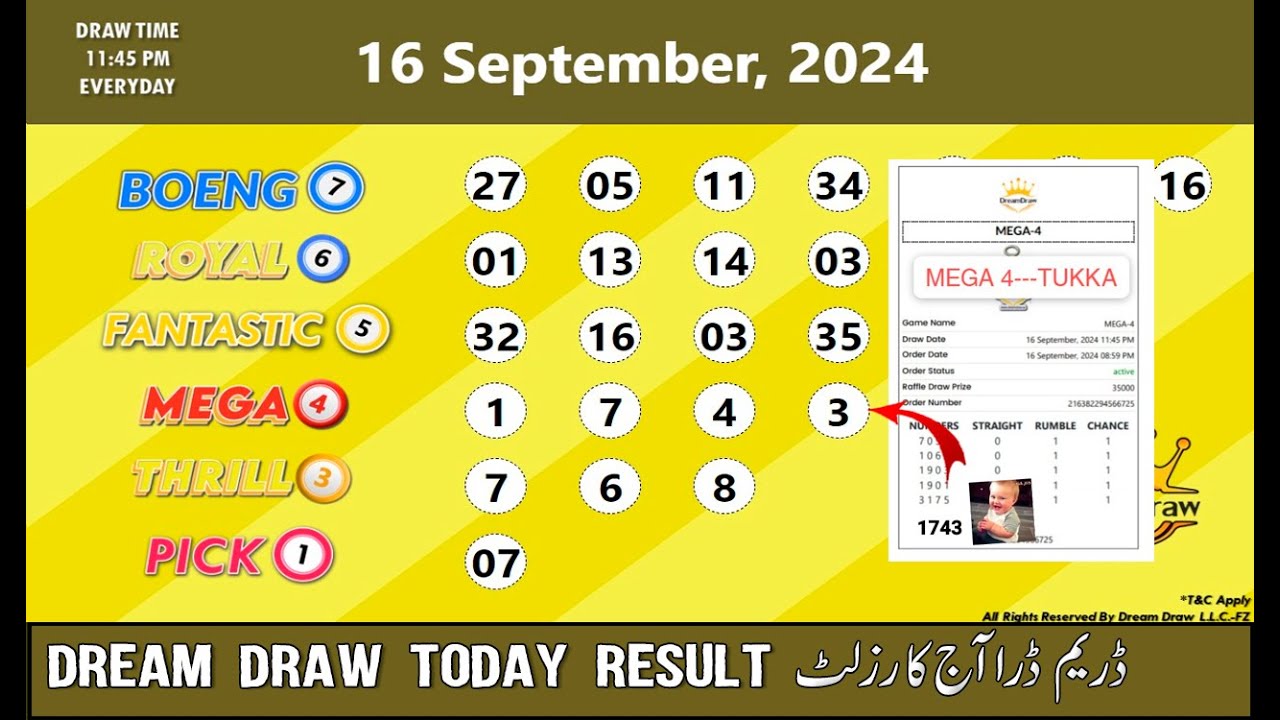 Dream Draw Today Results 16-09-2024 | Dream Draw Ki Tickets Online ...