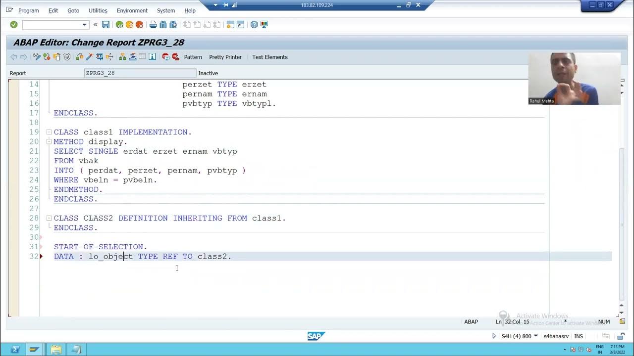 23 - ABAP OOPS - Inheritance and Final Class Part3 - YouTube