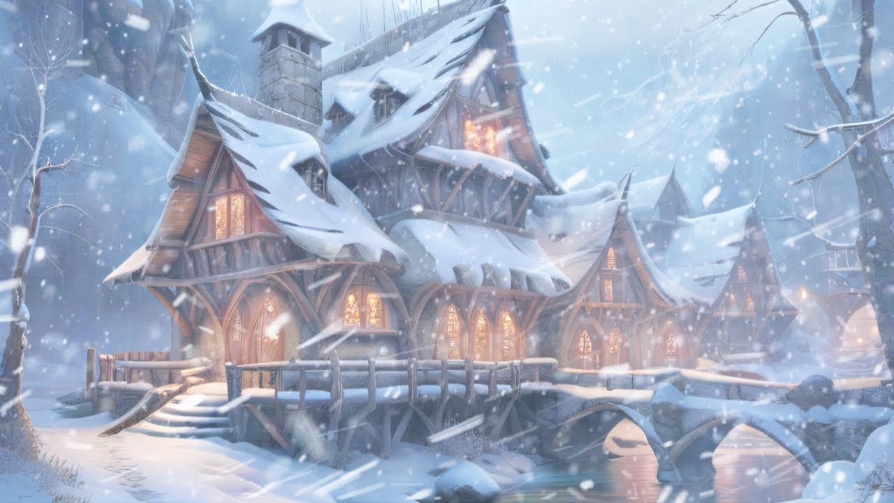 Fantasy Medieval House Blizzard & Snow Storm Wind Sounds | Winter Storm ...