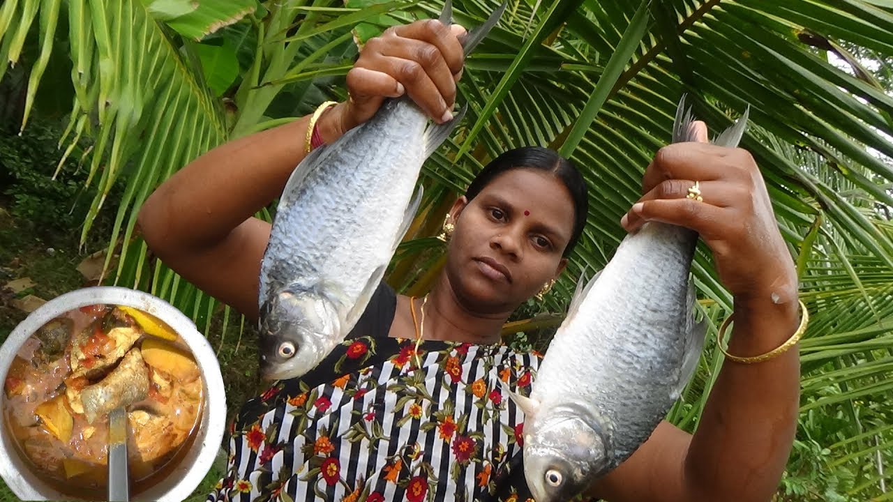 கிராமத்து மணம் வீசும் கட்லா மீன் குழம்பு கூடவே மாங்காயுடன் | Catla Fish ...