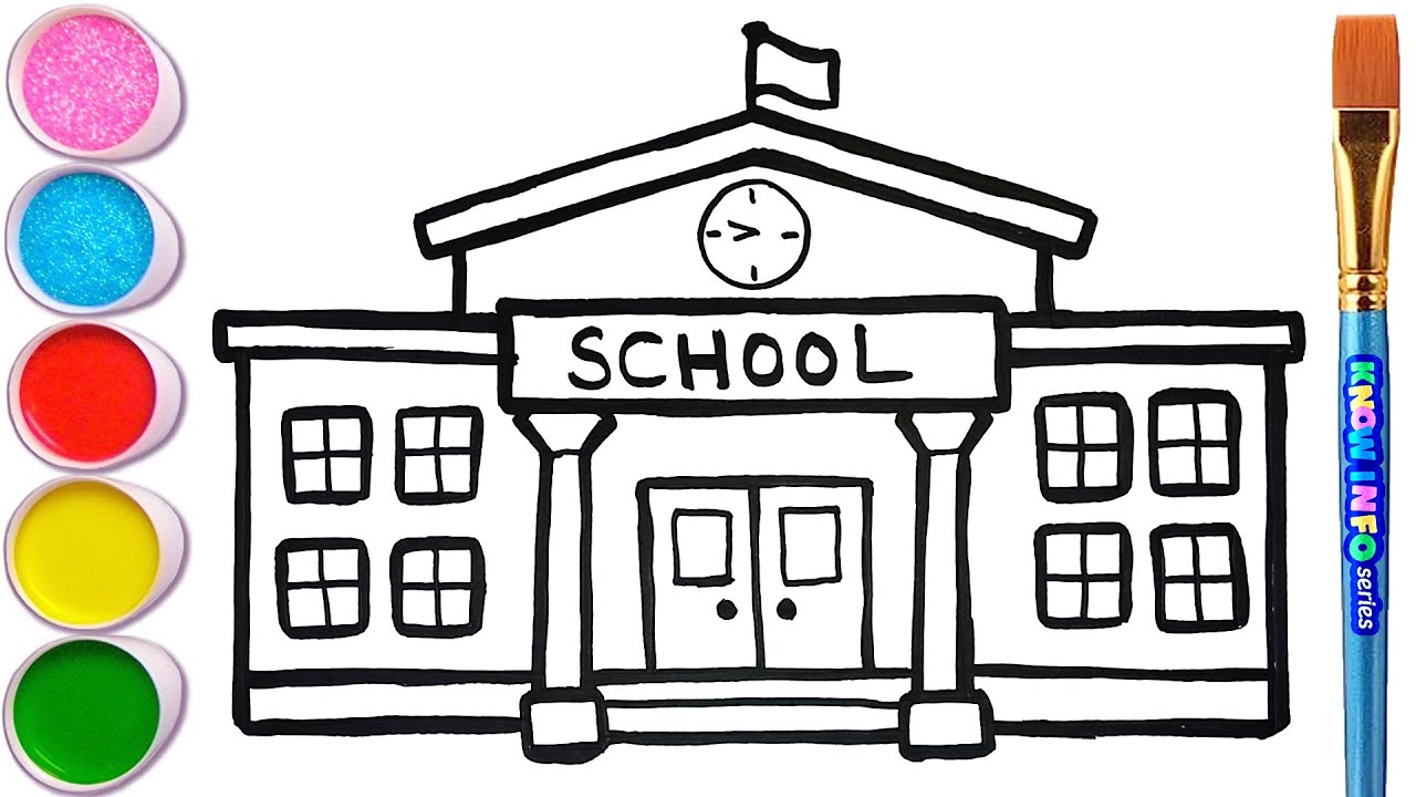 How To Draw A School Building For Kids