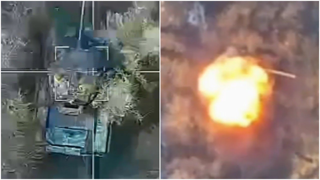 Russian soldiers ise Lancet kamikaze drone to eliminate Ukrainian tank ...