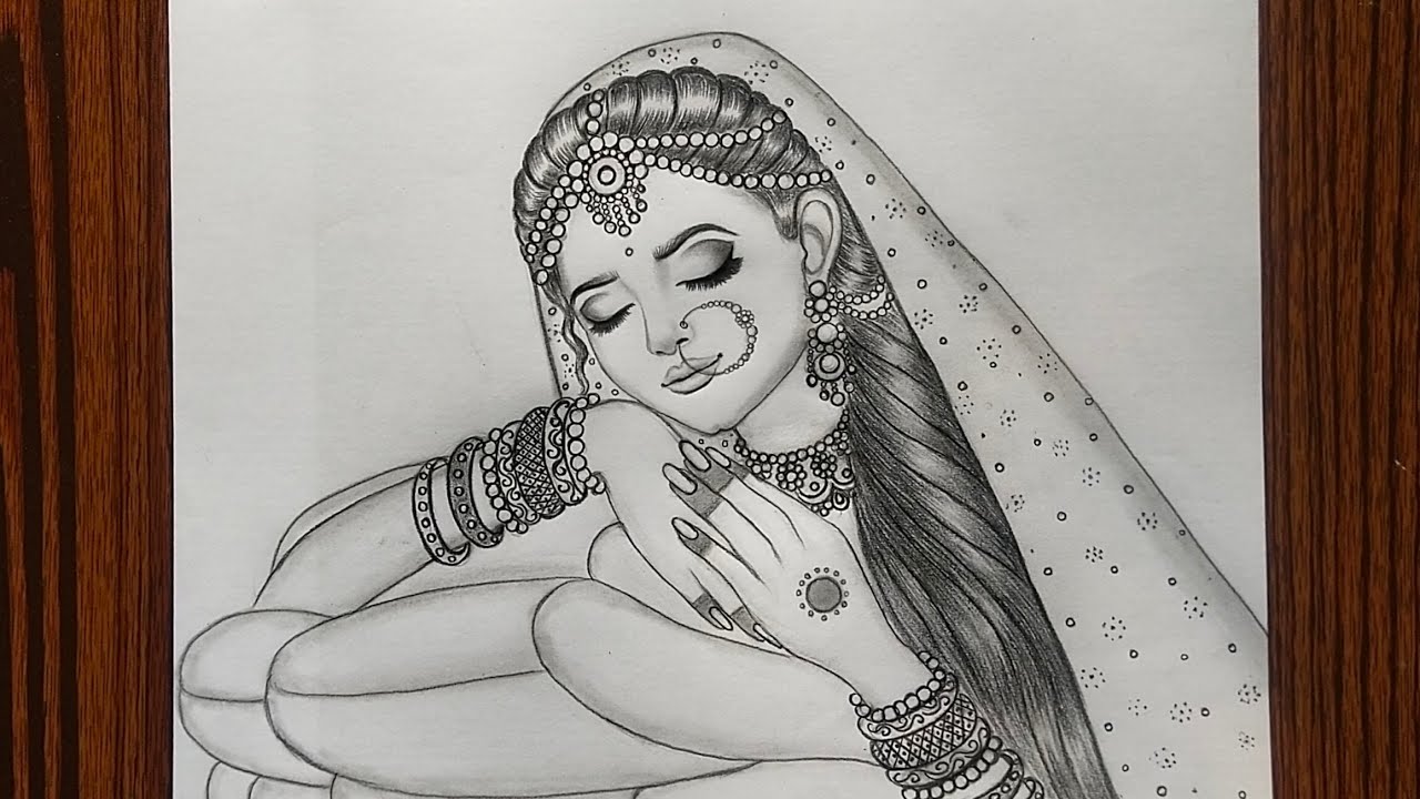 How to draw a Beautiful Traditional bride very easy | Girl drawing ...