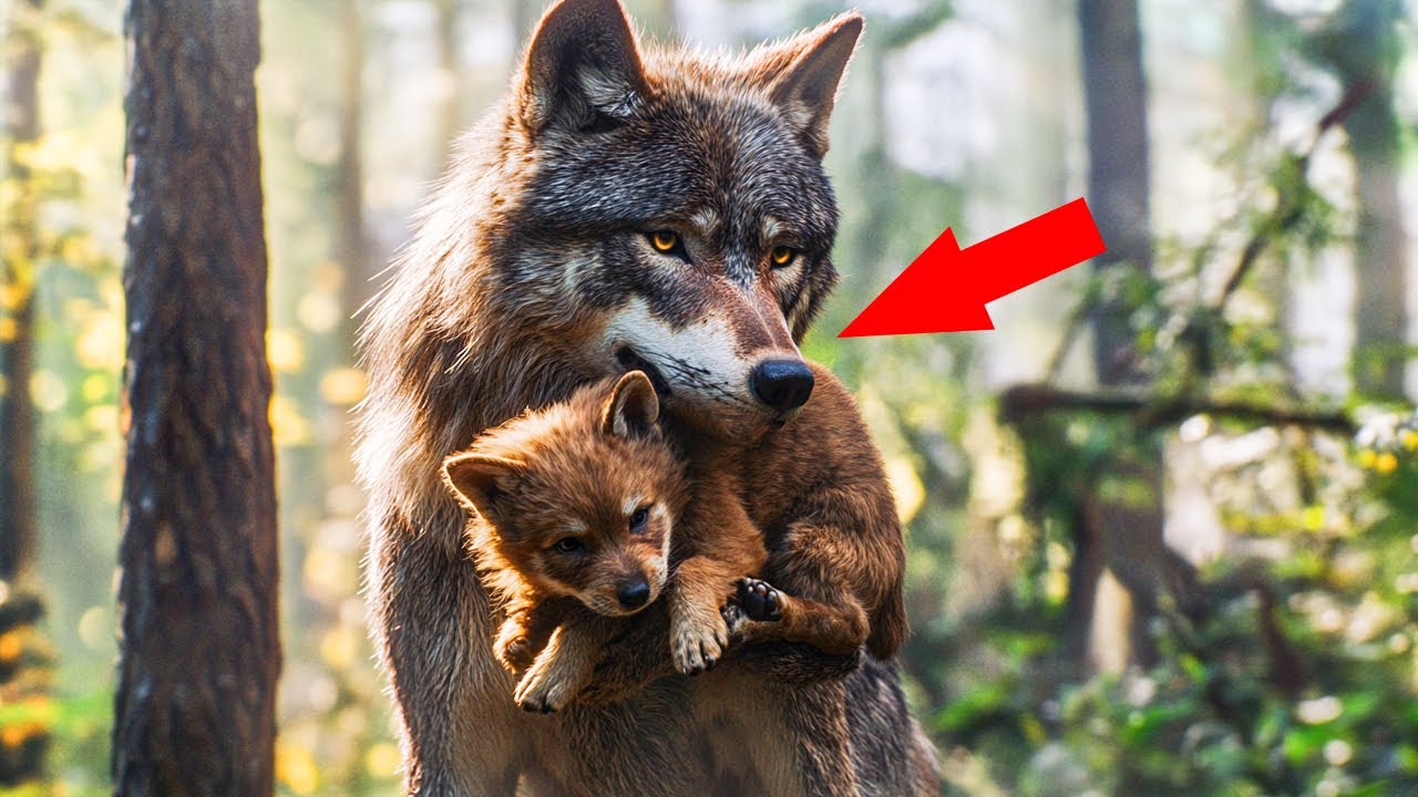 Huge wolf grabbed a dog puppy and brought it to a hungry pack of wolves - YouTube