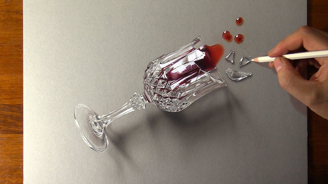 How to draw a glass of wine - Time Lapse (Long Version) - YouTube