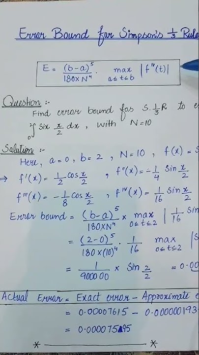 Error Bound for Simpson's 1/3 Rule | Numerical Analysis #universitymath ...