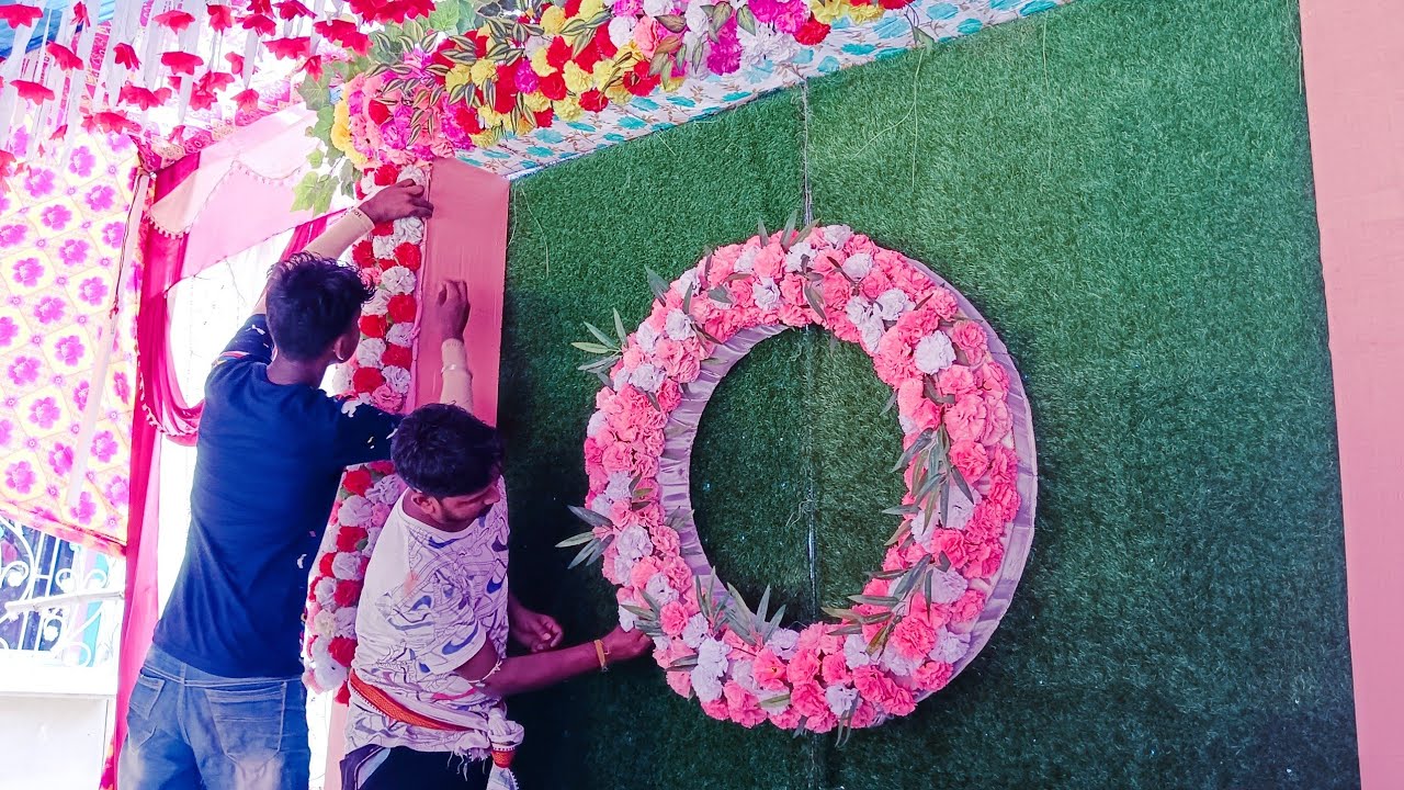 Simple Background Decoration Ideas With Flowers || Simple Stage ...
