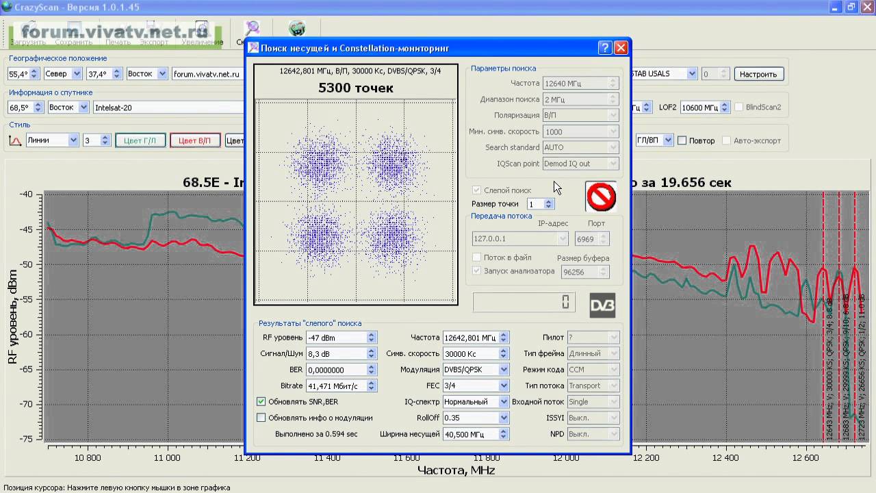 Спутник Intelsat-20 68.5 East в Crazyscan (forum.vivatv.net.ru 28-09-2012) - YouTube