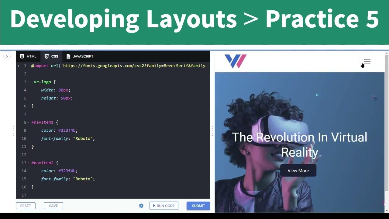 Coding Practice ~ 5 Vr Website Navbar And Banner Section Nxtwave Ccbp Code Ay Description