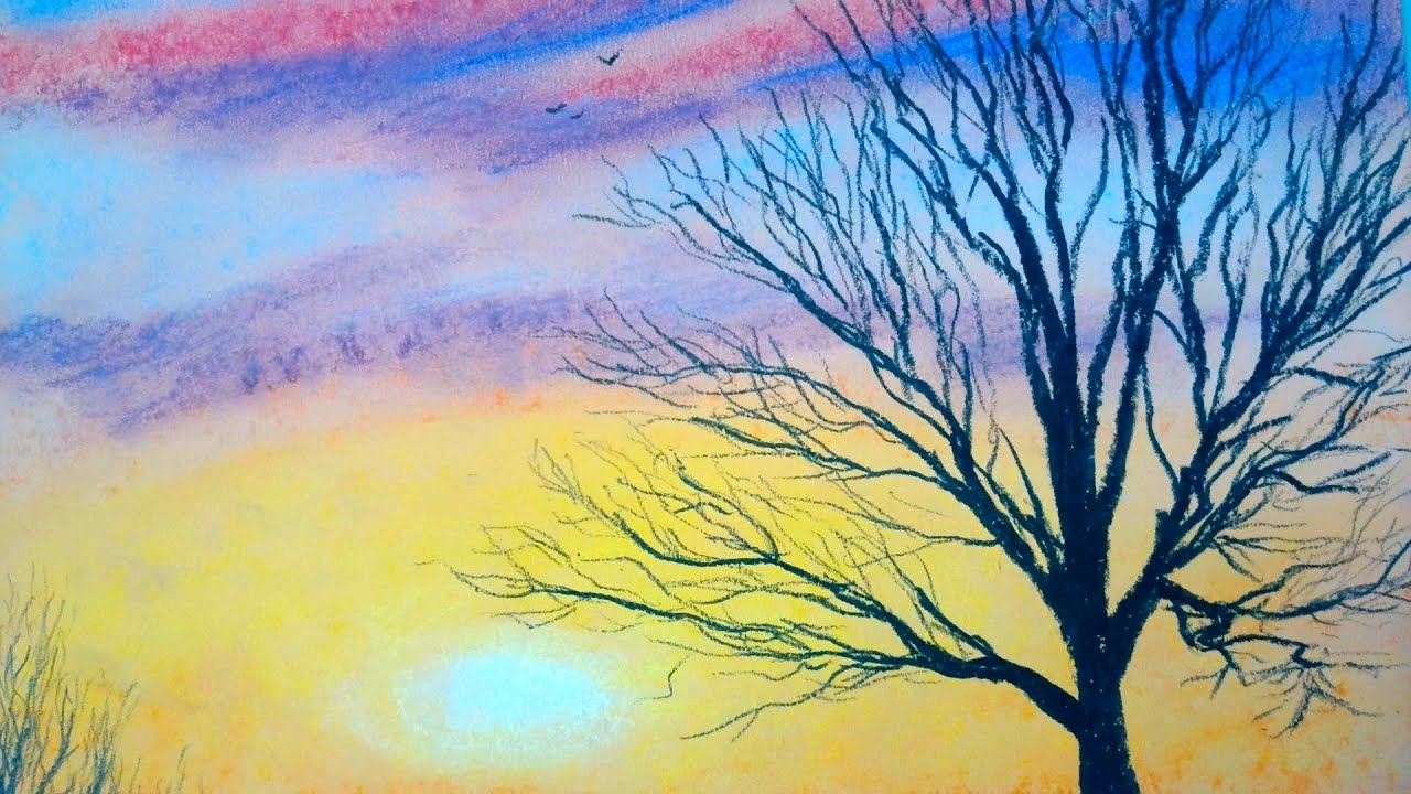 How To: November Tree Silhouette at Sunset Tutorial - YouTube
