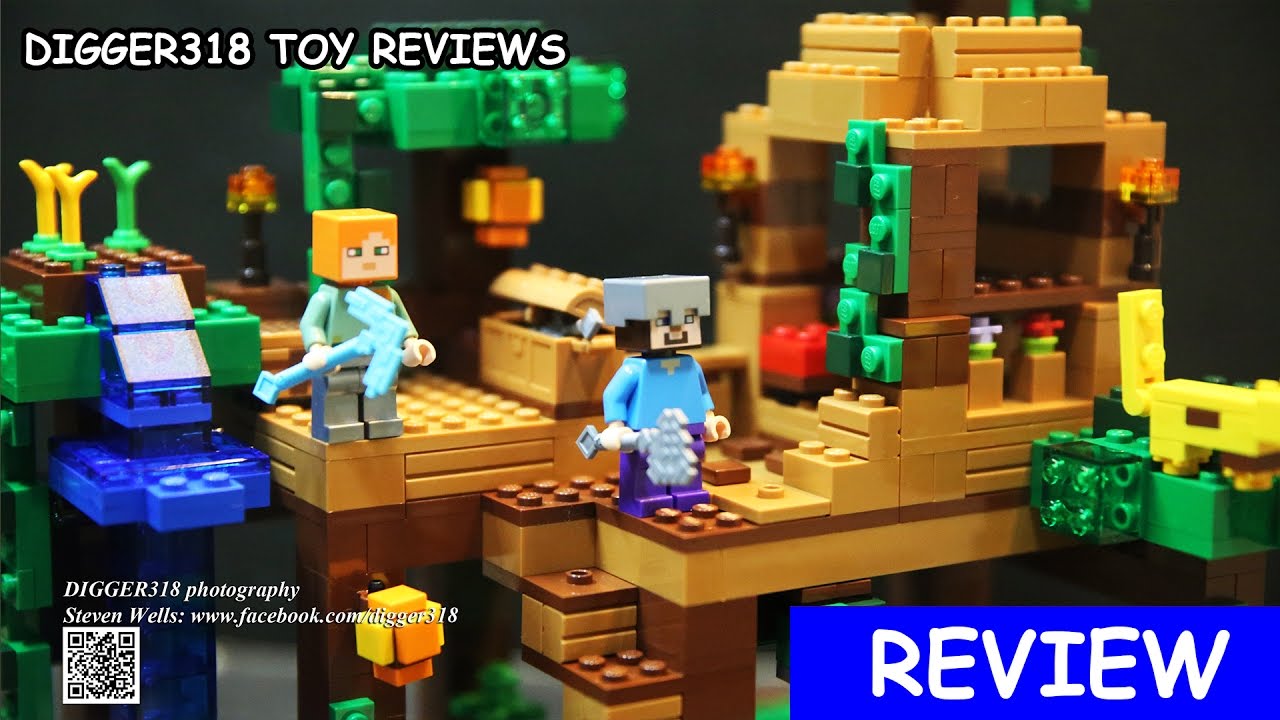 Lego 21125 MineCraft The Jungle Tree house Review - YouTube