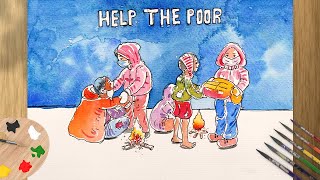 Helping The Poor Drawing