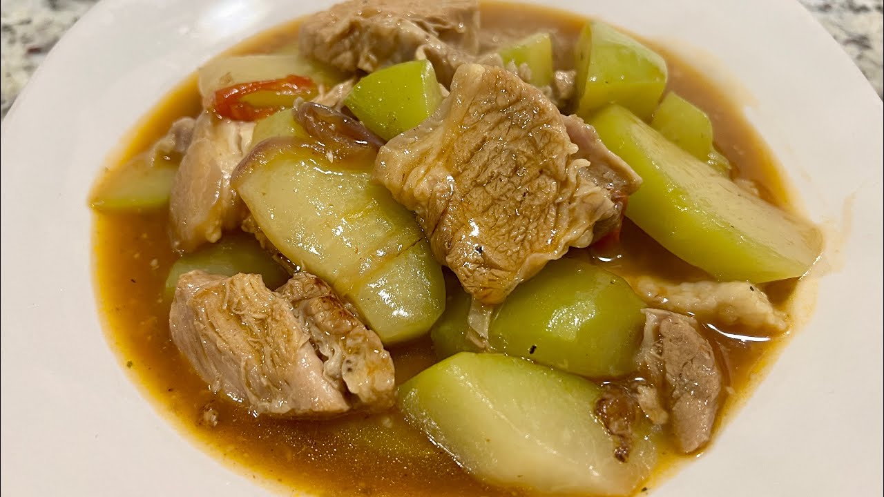 Filipino Ginisang Sayote with Pork | Sautéed Chayote with Pork - YouTube