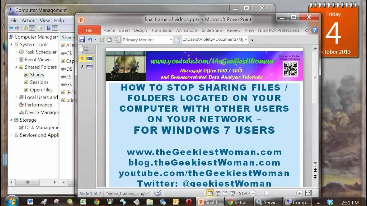 Stop Sharing Computer Folders - Windows 7 - YouTube