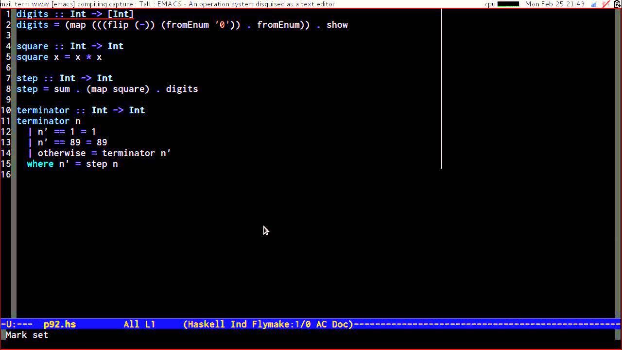 Project Euler Problem 92 - A live-coding exercise in Haskell - YouTube