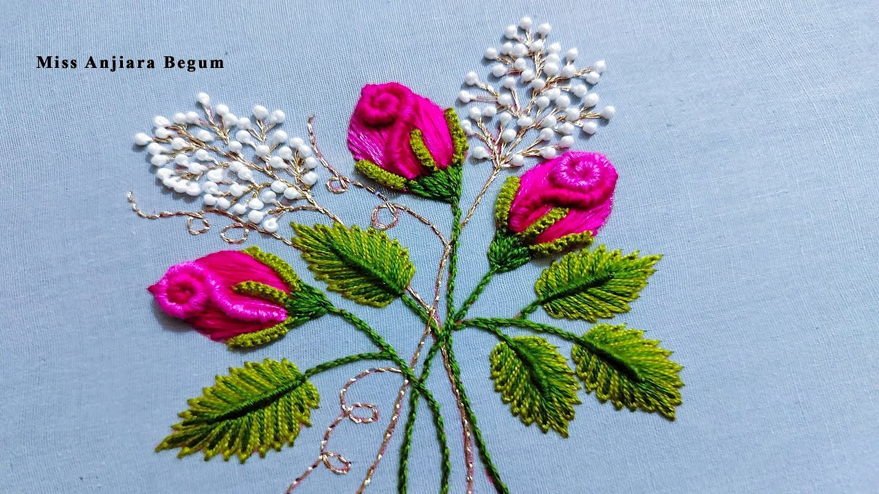 Easy Rose Flower Embroidery, step by step guide for beginners - YouTube