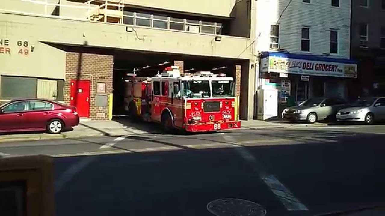 FDNY Engine 68 And Ladder 49 "Bronx Bombers" Responding From Quarters ...