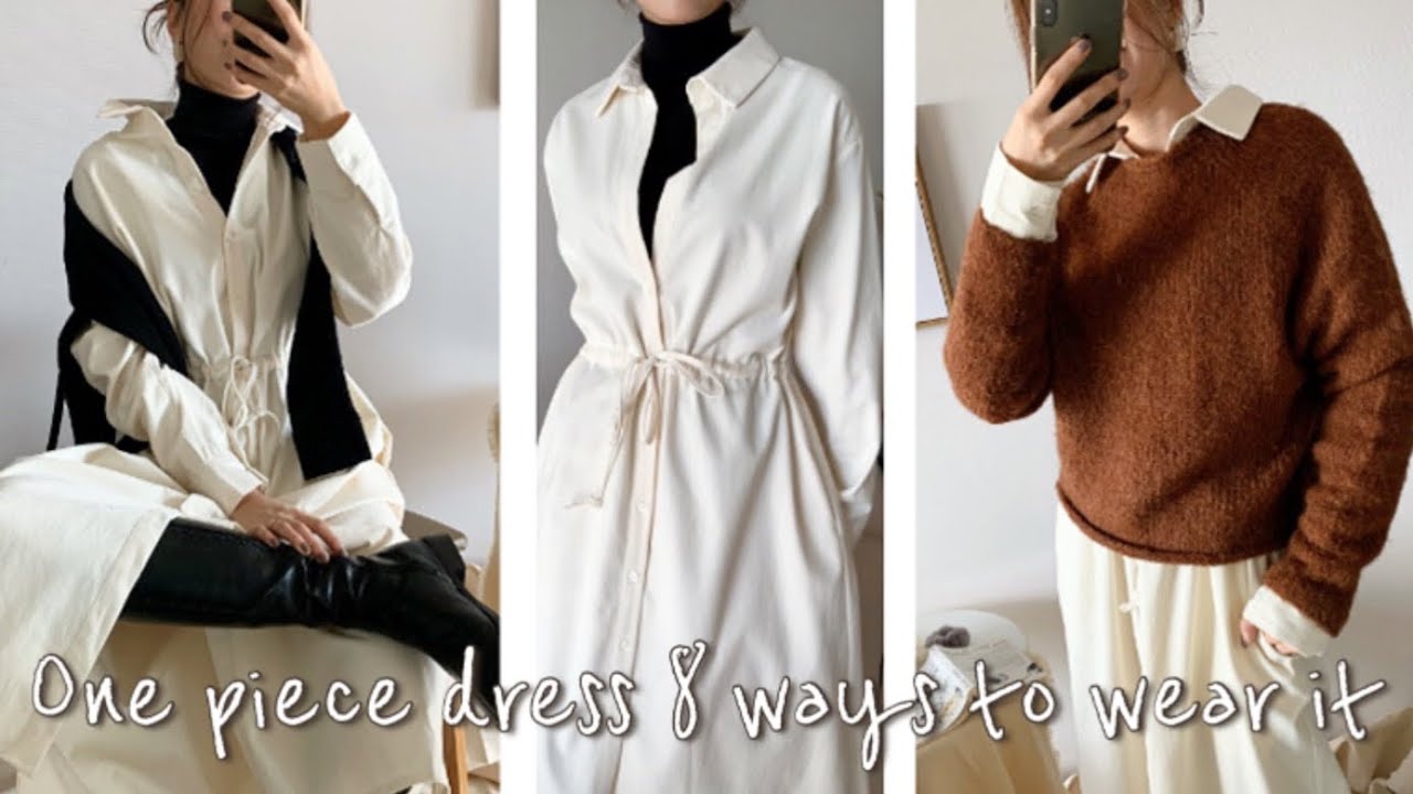 베이직 셔츠 원피스 한 벌로 다양한 스타일링 코디👗ㅣ겨울 원피스 코디 원피스 돌려입기 셔츠 원피스 레이어드 겨울룩북