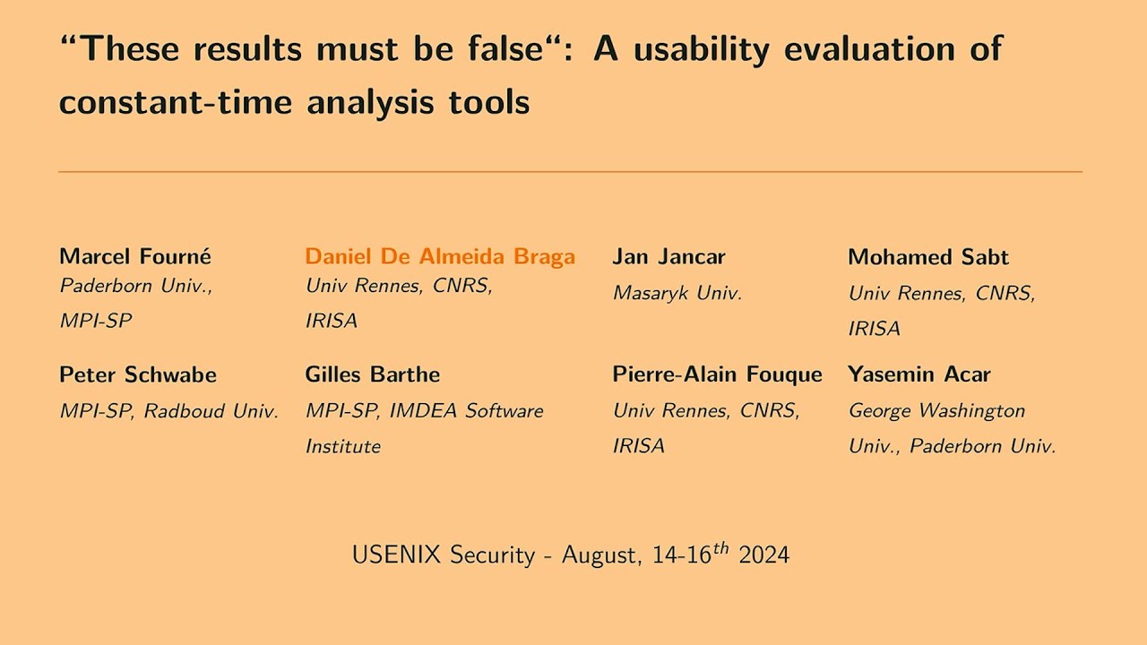 USENIX Security '24 - "These results must be false": A usability ...