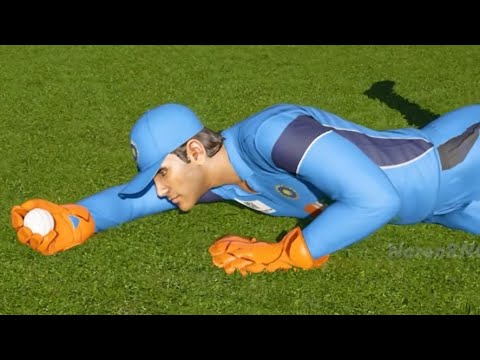 MS Dhoni pulls off a diving catch | Cricket 24 - YouTube