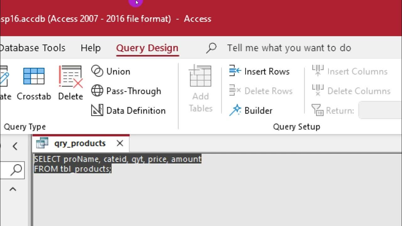 How create query in access | Thiareuth - YouTube