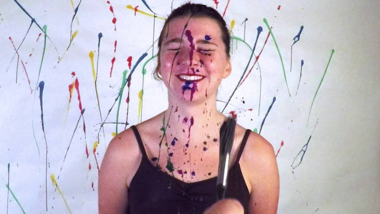 Alissah gets splatter paint face! - YouTube