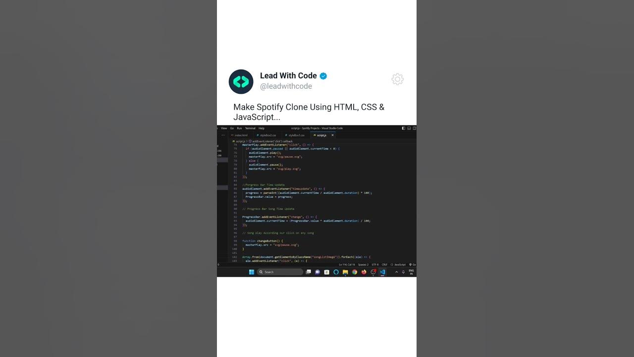 Make Latest Spotify Clone Using Html Css And Javascript Coding Programming Javascript Shorts 