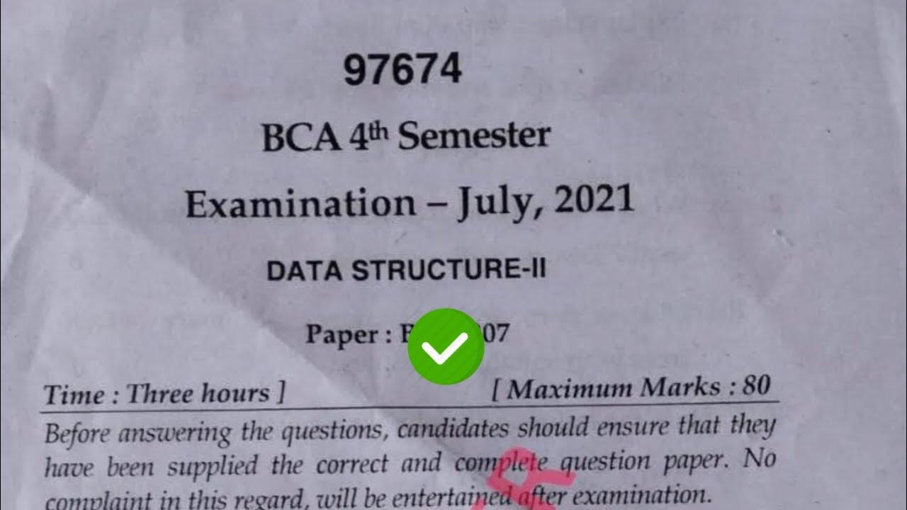 Mdu Bca 4th Sem Data Structure Question Paper 2021 Youtube
