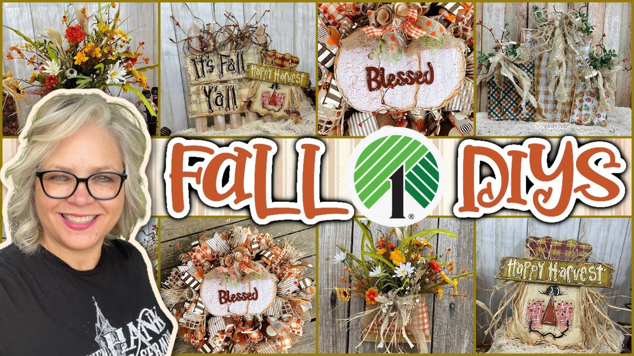 DOLLAR TREE $1 🍂 FALL DIYs || Rustic Country Crafts || Whimsical Hand ...