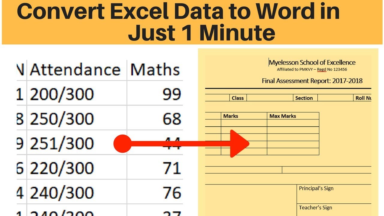 Convert Excel Marksheet to Word Marksheet - YouTube