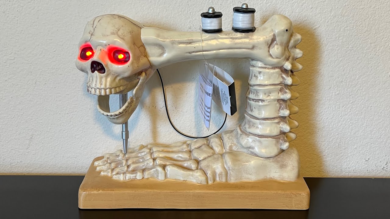 Seasons Halloween 2024 Halloween Animated Skeleton Sewing Machine - YouTube