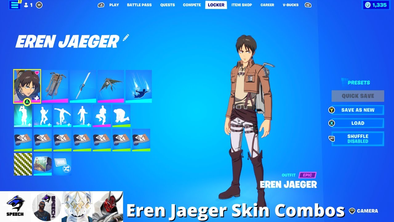 Eren Jaeger Skin Combos (Fortnite Battle Royale) - YouTube